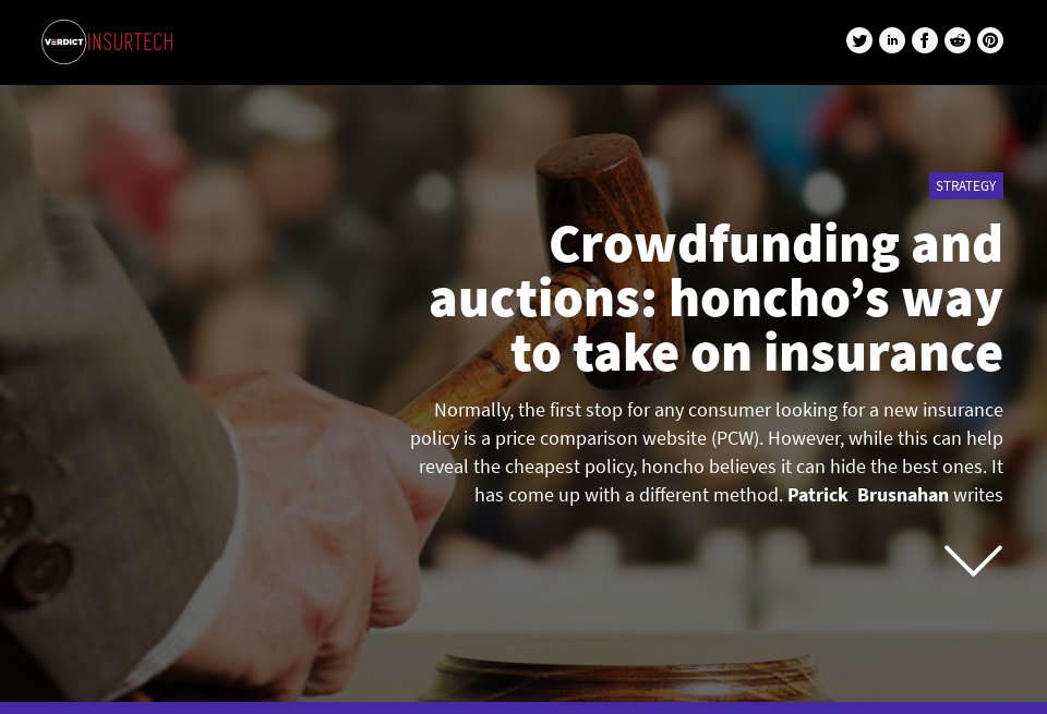 Crowdfunding and auctions: honcho’s way to take on insurance - Verdict ...